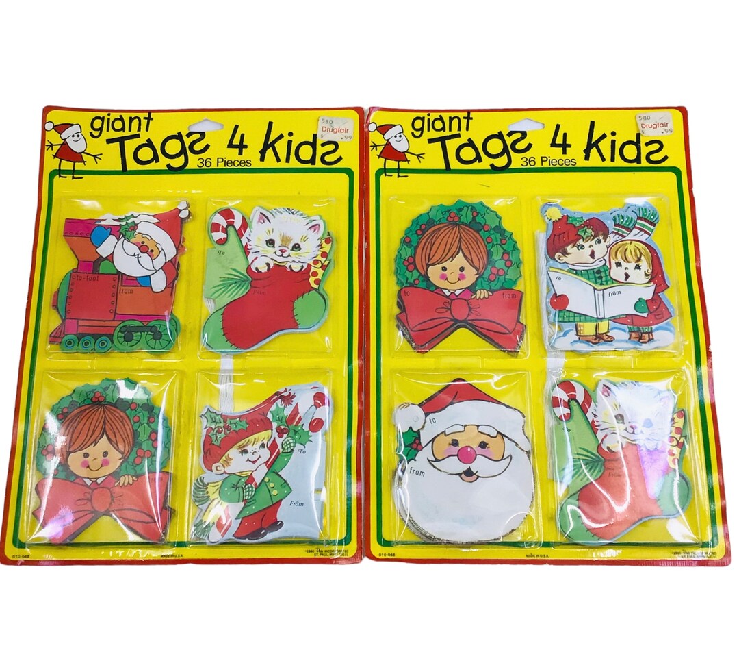 Vintage 1980 Christmas Gift Tags Giant Tags 4 Kids 2 Sealed Packs - Etsy
