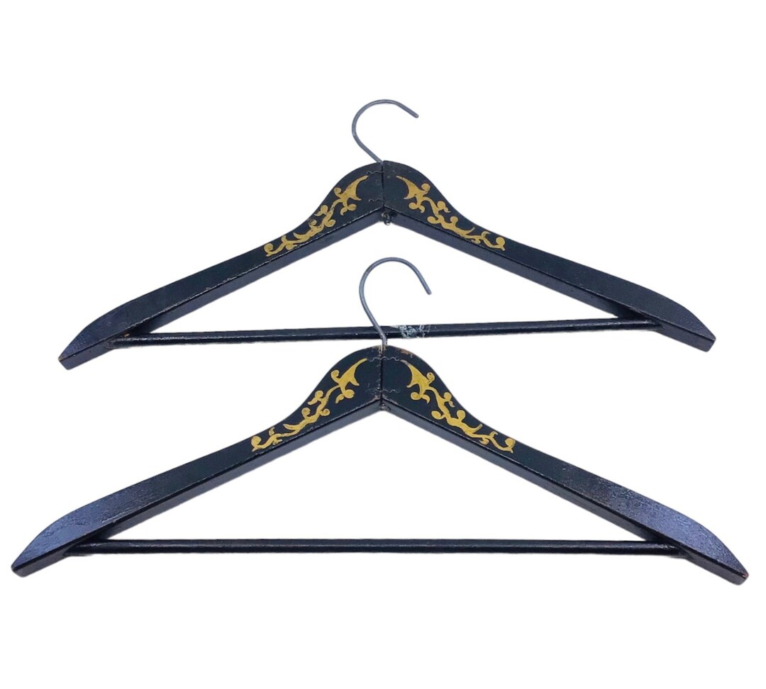Antique Victorian Painted Wooden Hangers Set of 2 Distressed Vintage ...