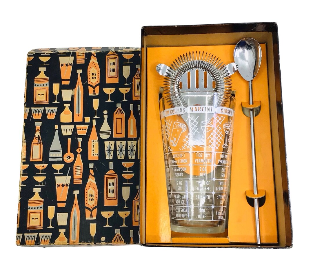 Vintage 1950s Federal Glass Cocktail Mixer Set W/ Original Box MCM ...