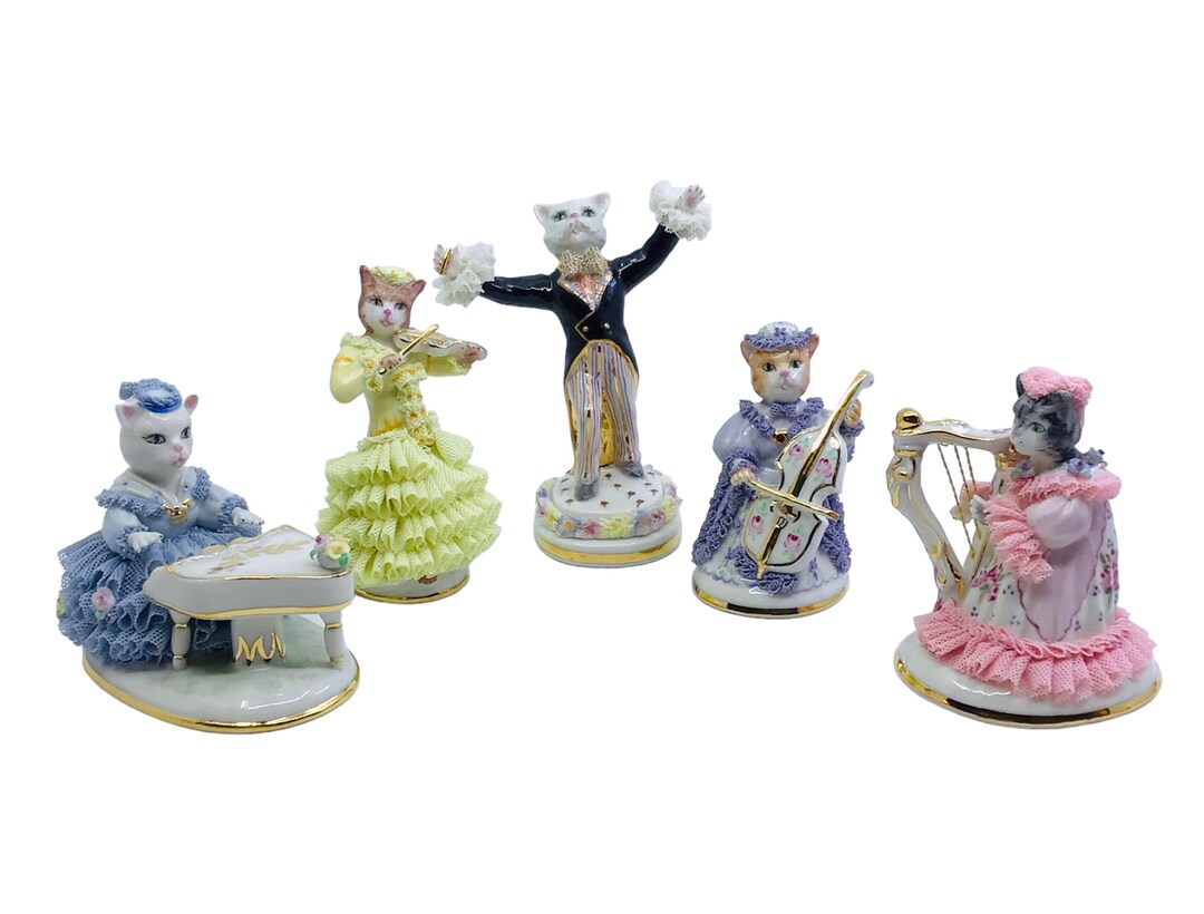 Vintage Irish Dresden Cat Orchestra Figurines 5 Piece Set Rare ...
