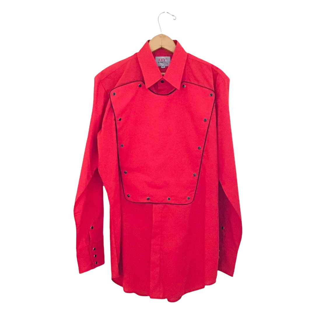 Vintage 80s Red Rodeo Shirt Cowboy Western Wear Snap Front Ely Diamond ...