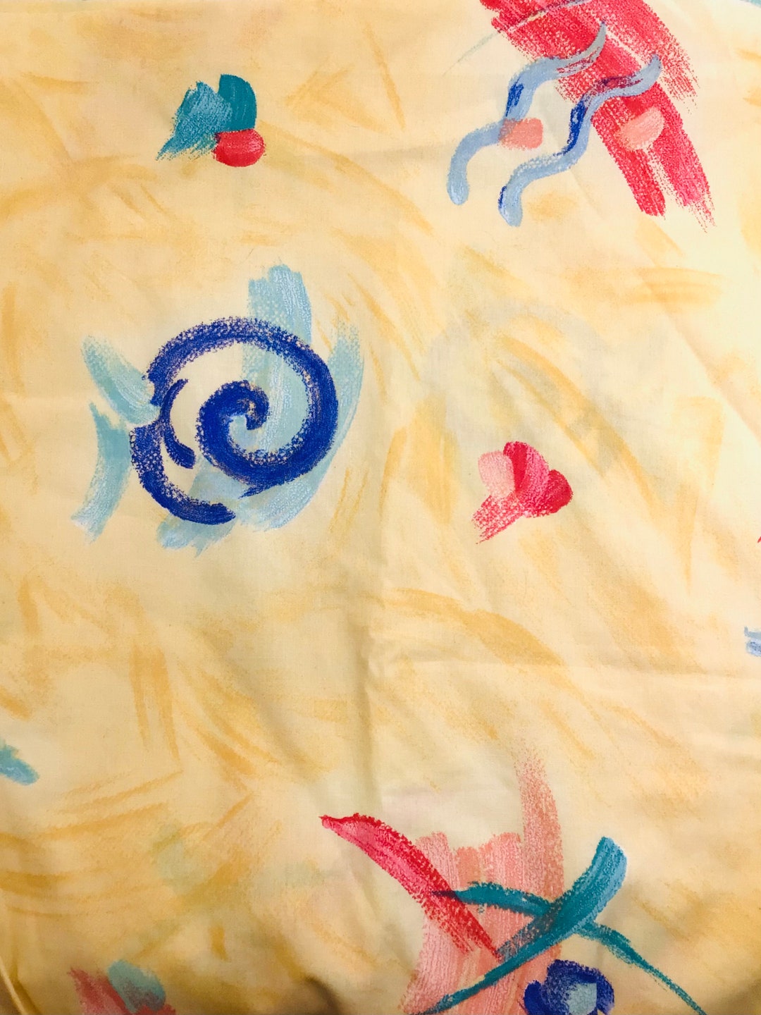 Vintage 80s 90s Queen Flat Sheet Colorful Abstract Geometric Paint ...