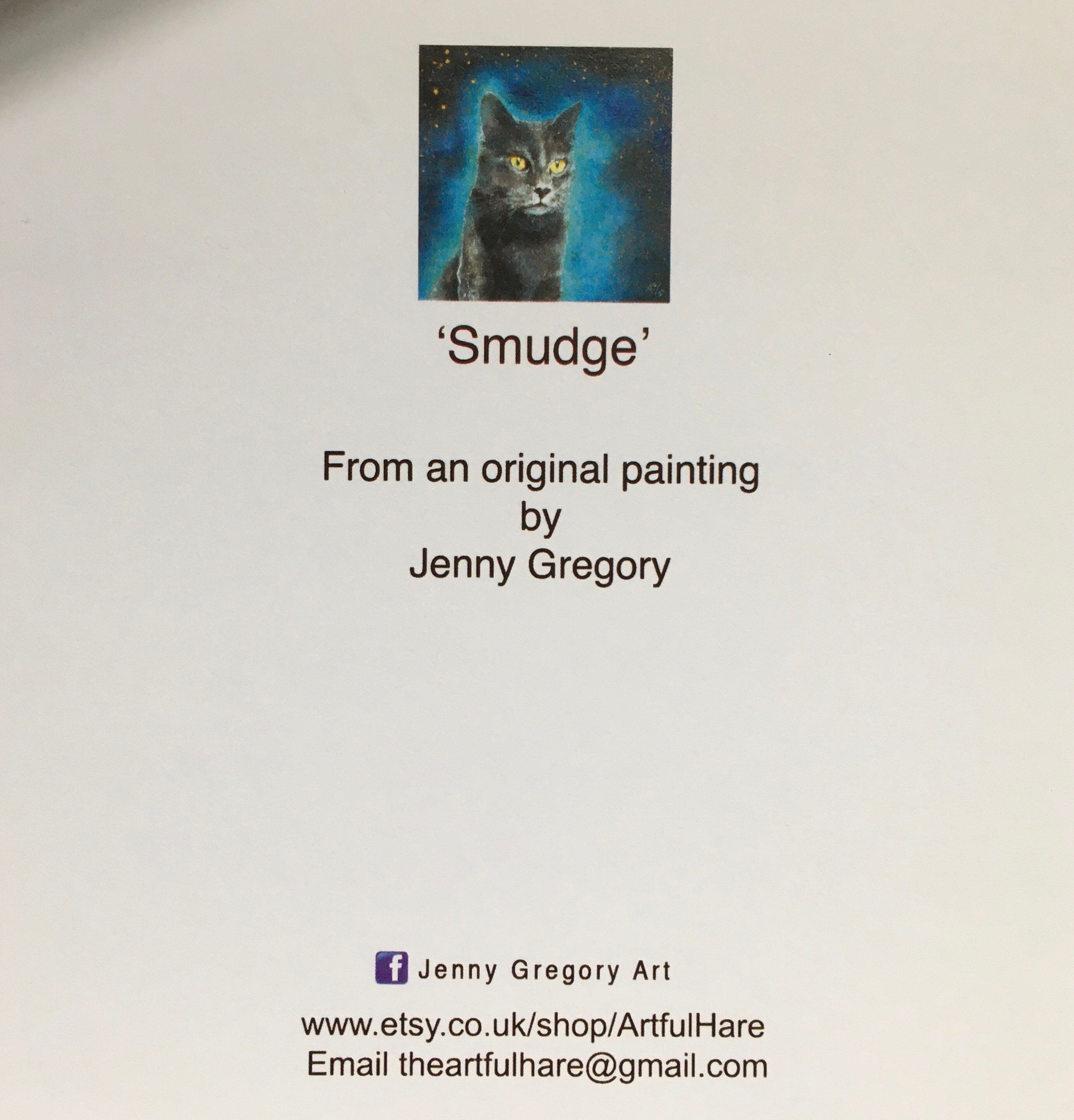 Grey cat card Smudge kitty card cat birthday card thank | Etsy