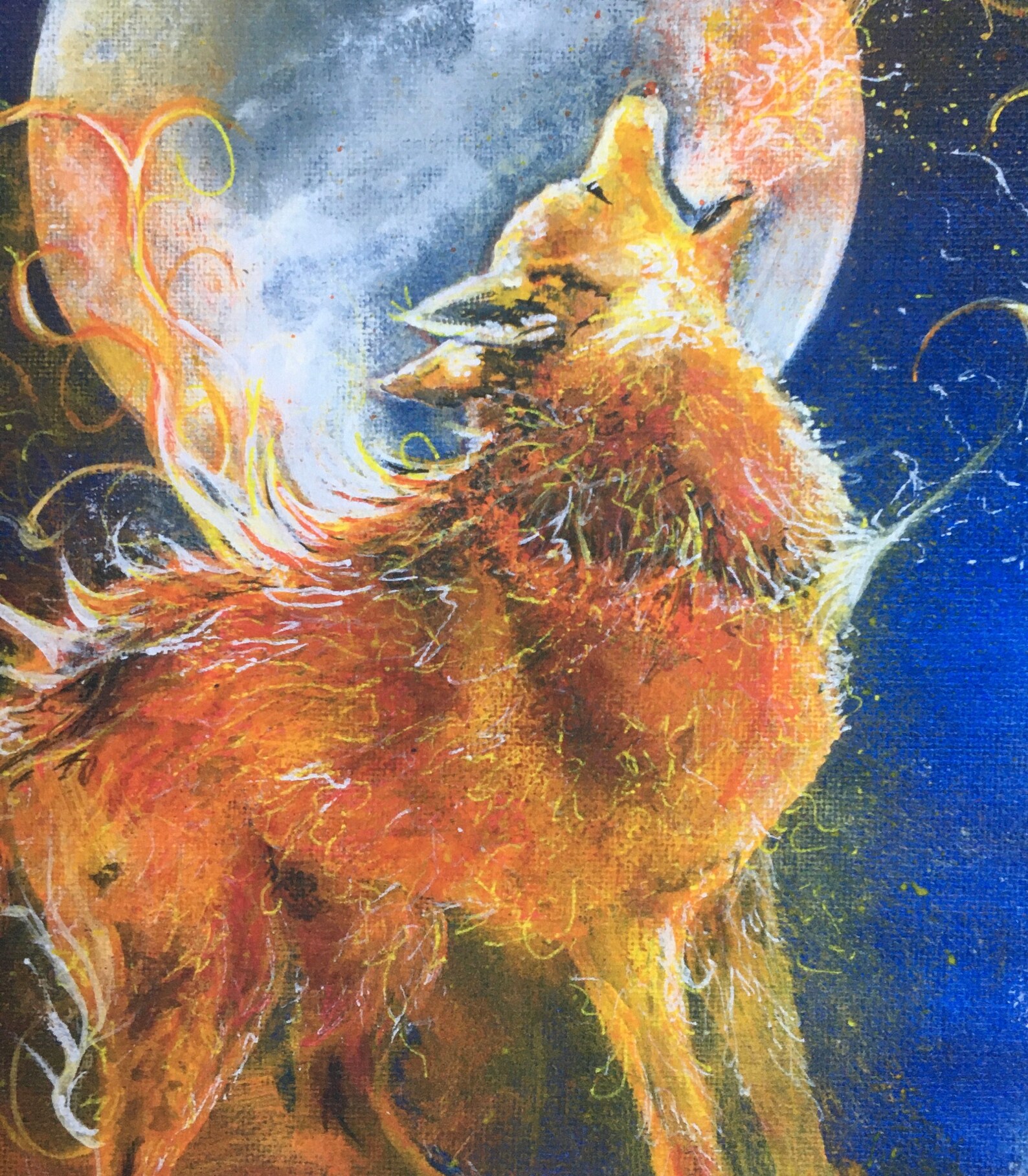 Howling Fire Wolf Fine Art Print Wolf Spirit Animal Wall Art - Etsy