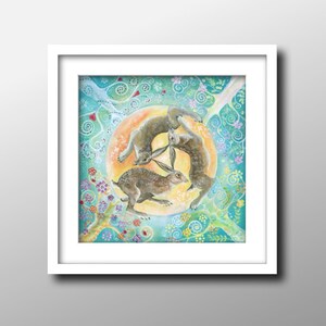 Hare Trinity Fine Art Giclee Print, Three Running Hares Art, Magical ...