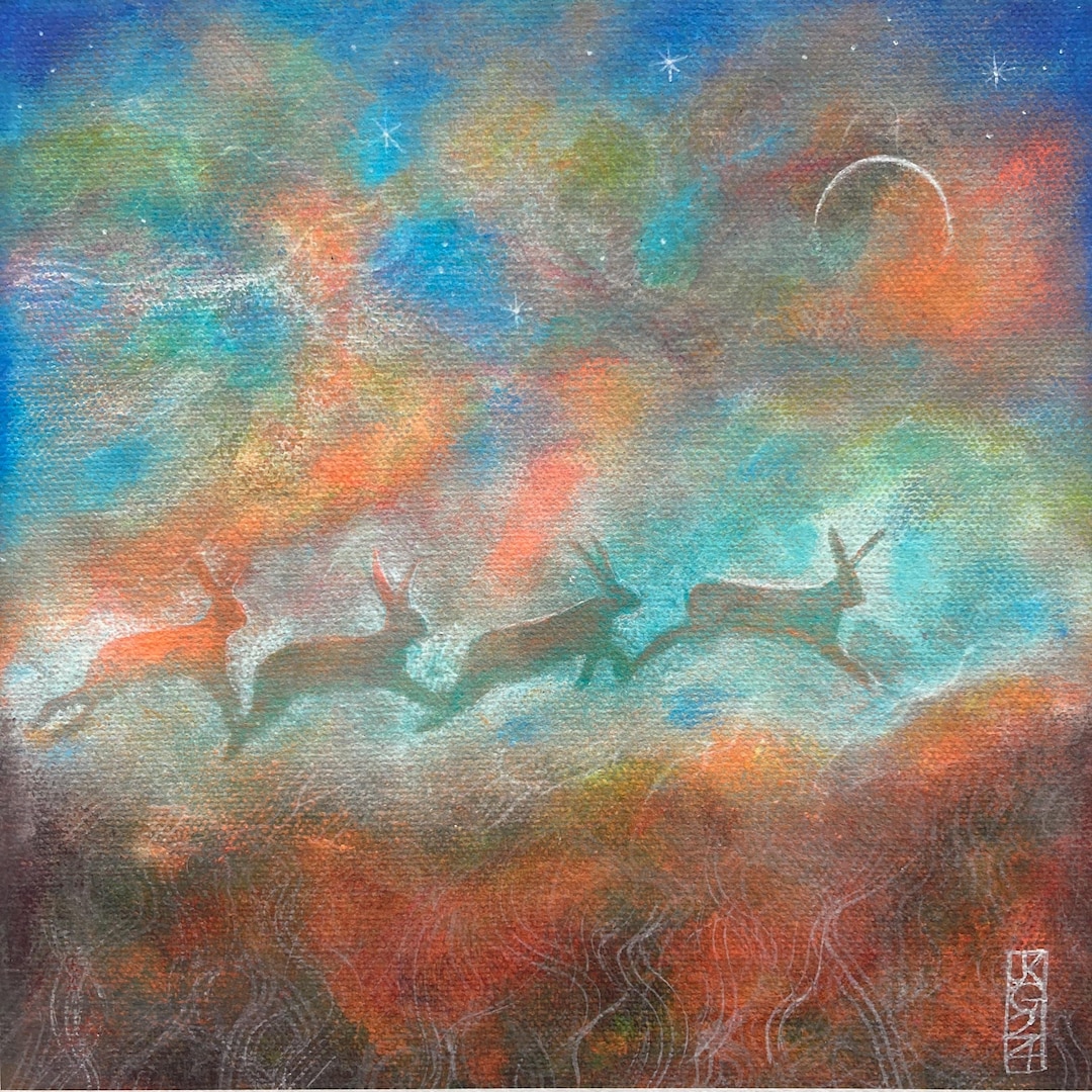 Running Hares Fine Art Print: Mystic Landscape Painting - Etsy