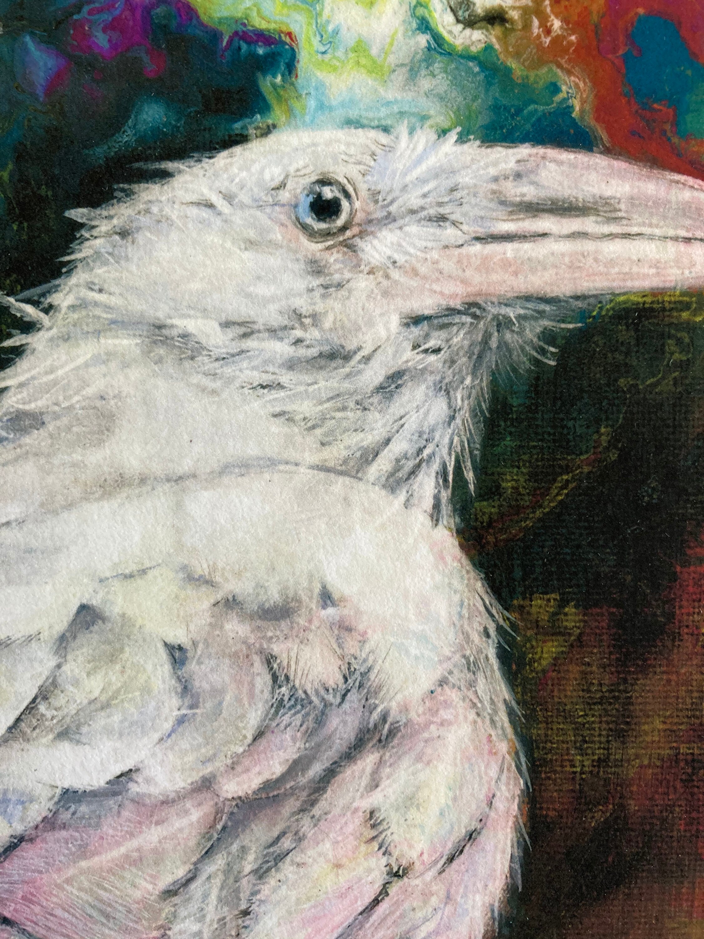 White Raven Fine Art Giclee Print Colourful Individual Raven - Etsy UK