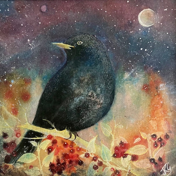 Blackbird Painting - Etsy