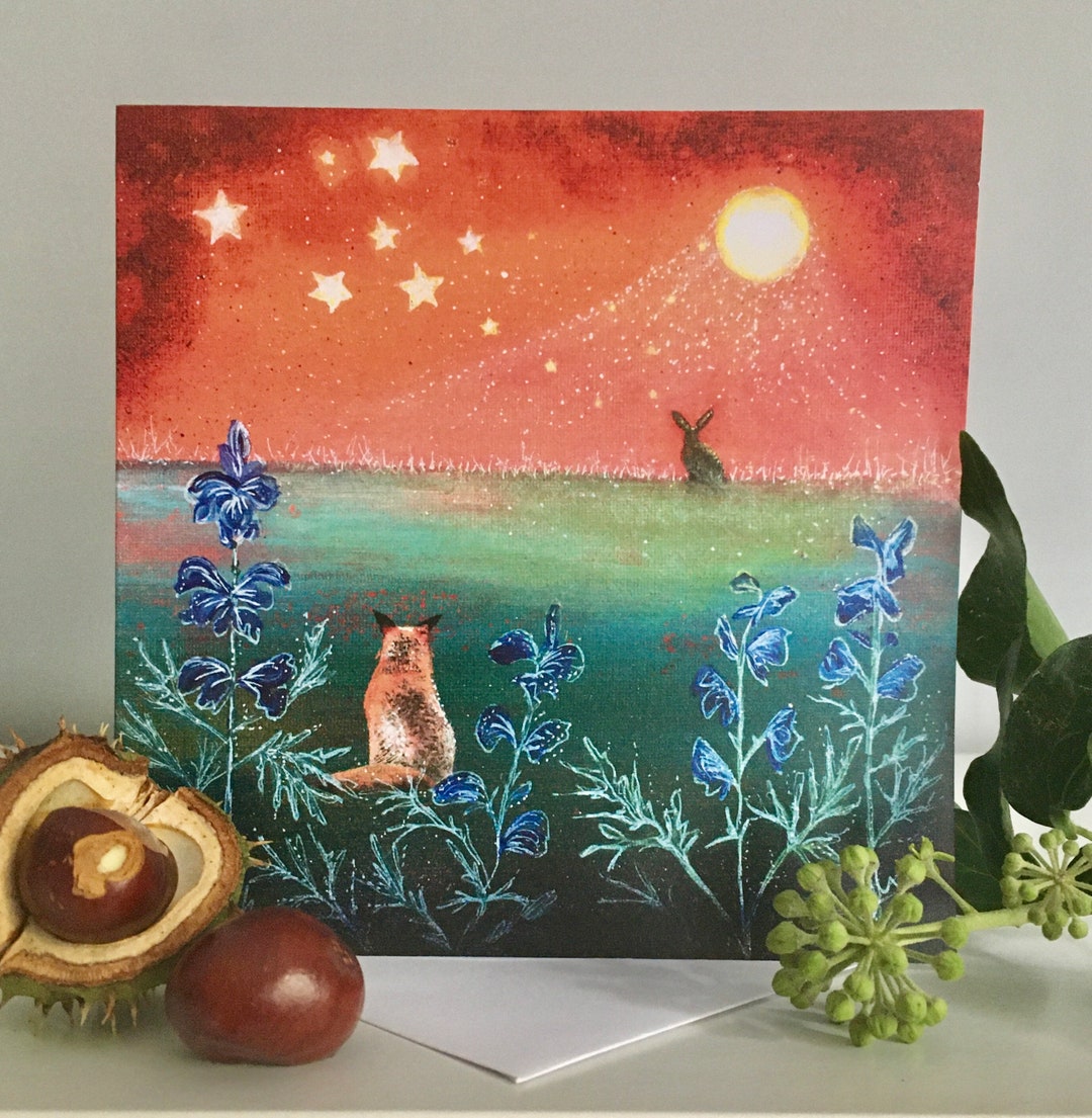 Orange Fox Blank Greetings Card, Fox and Hare Card Birthday or Thank ...