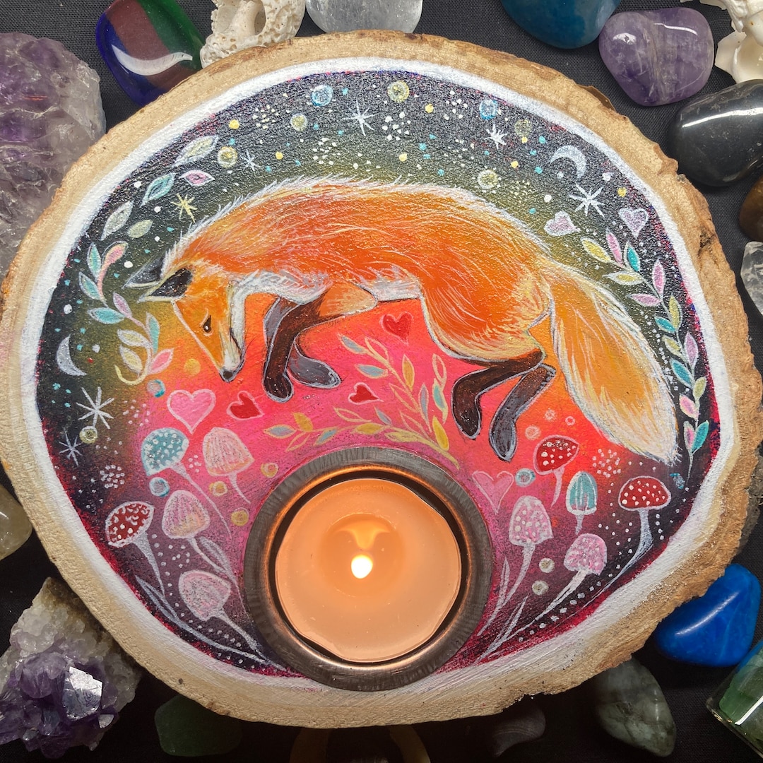 Fox Tea Light Holder, Leaping Fox Valentines Day Gift, Wedding Birthday ...