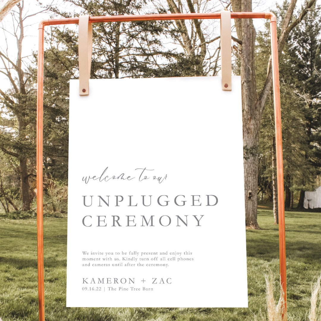 Modern Minimalist Unplugged Wedding Sign, Elegant Unplugged Ceremony ...