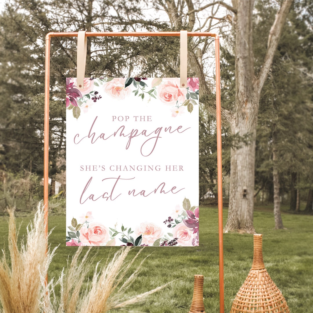 8x10" and 11x14" Pop the Champagne Sign, Blush Dusty Rose Bridal Shower ...