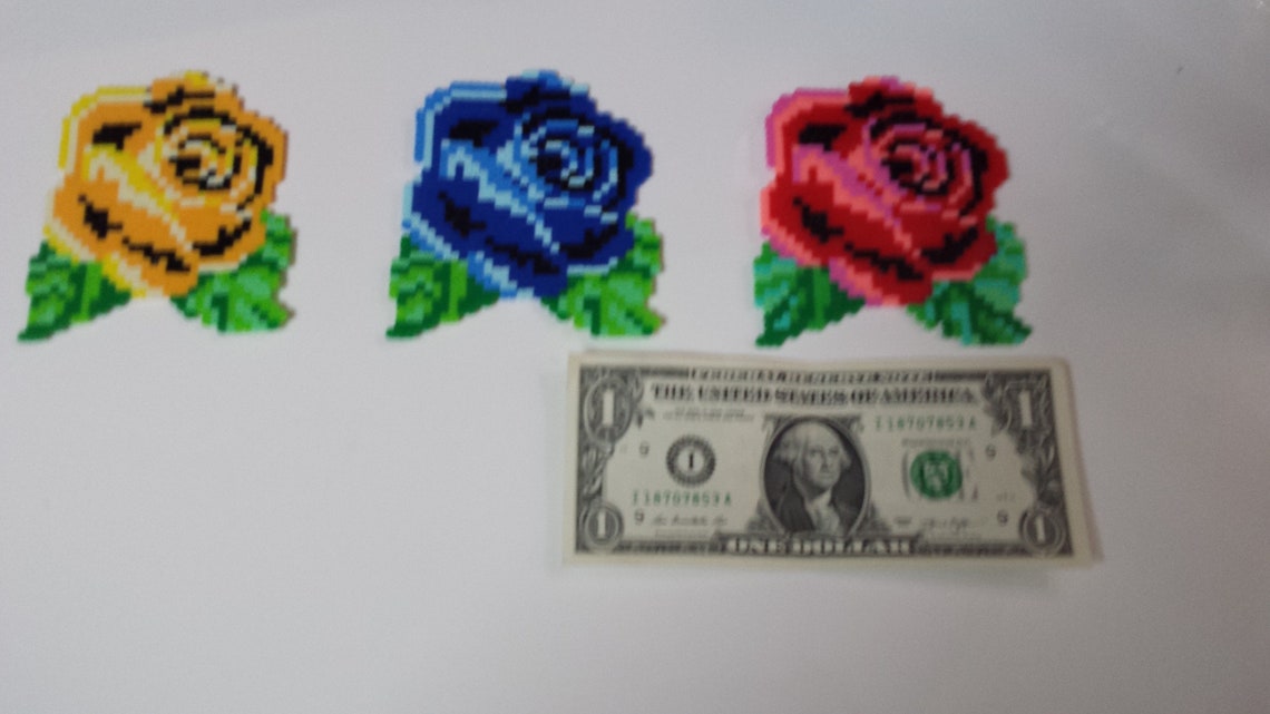 Beautiful Perler Roses made With Mini Perler Beads - Etsy
