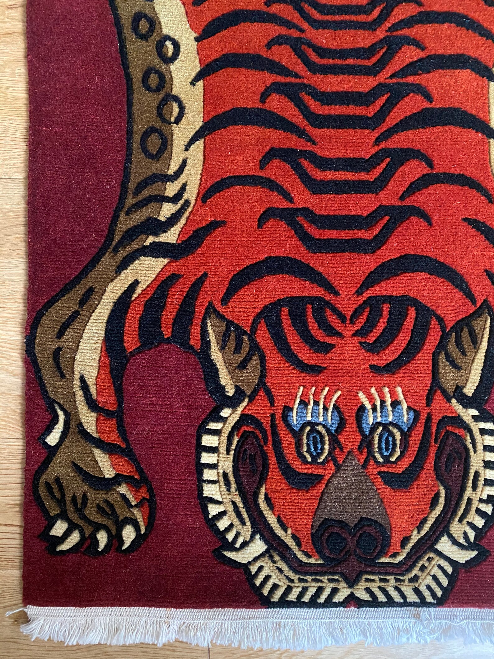 Tibetan Tiger Wool Rug on Maroon Setting 2x3 - Etsy