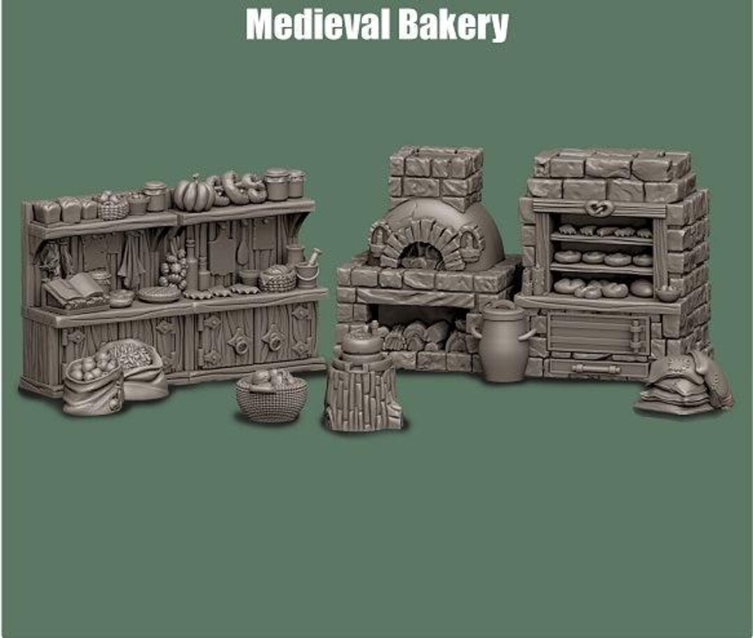 Tiny-furniture Tf121-1p - Medieval Bakery - UNPAINTED - Etsy