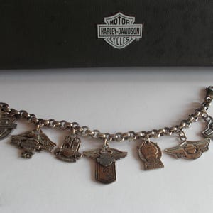 Harley Davidson~charm~bracelet~sterling Silver~anniversary Bracelet~6.5 ...