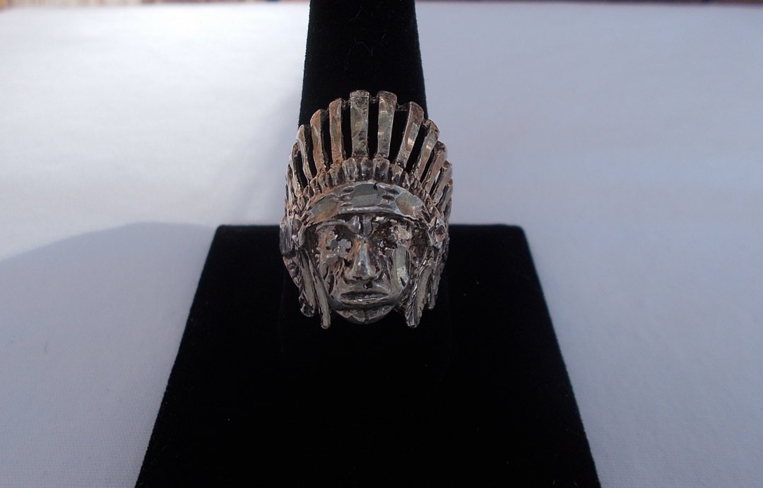 Vintage~sterling Silver~hand~hammered~chief~ring~indian~chief~headdress ...