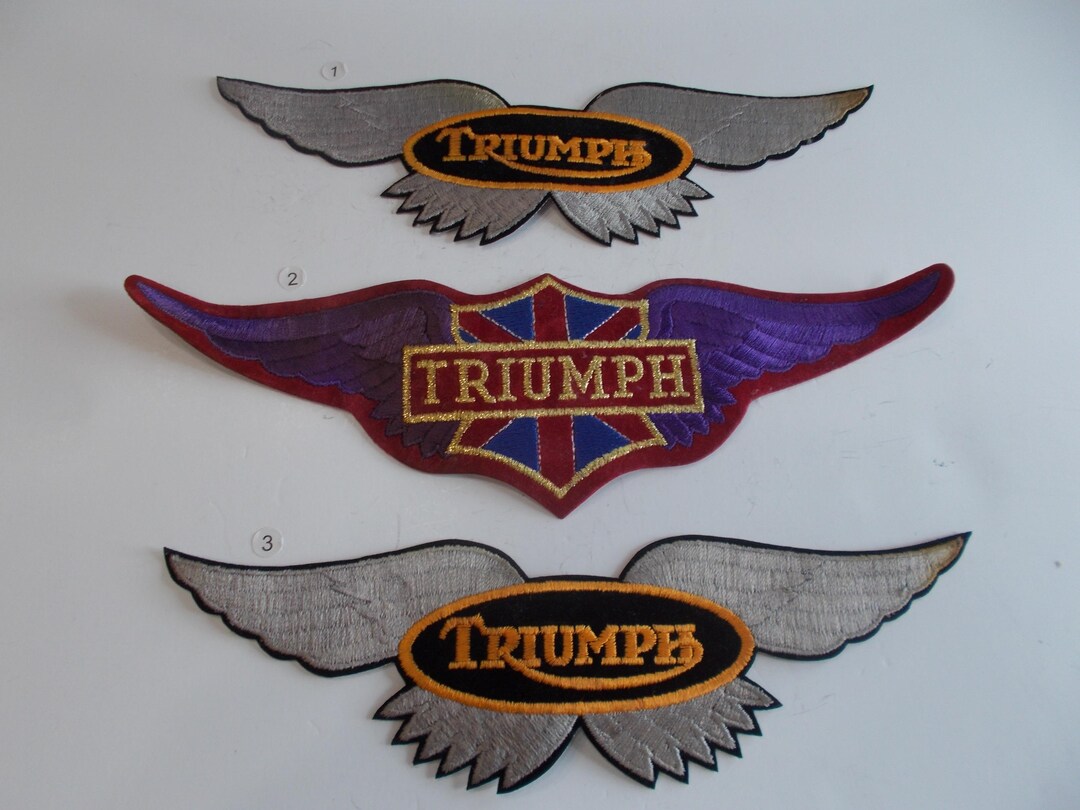 Biker~patch~12"~jacket~patch~embroidered~old~70's~triumph~motorcycle ...