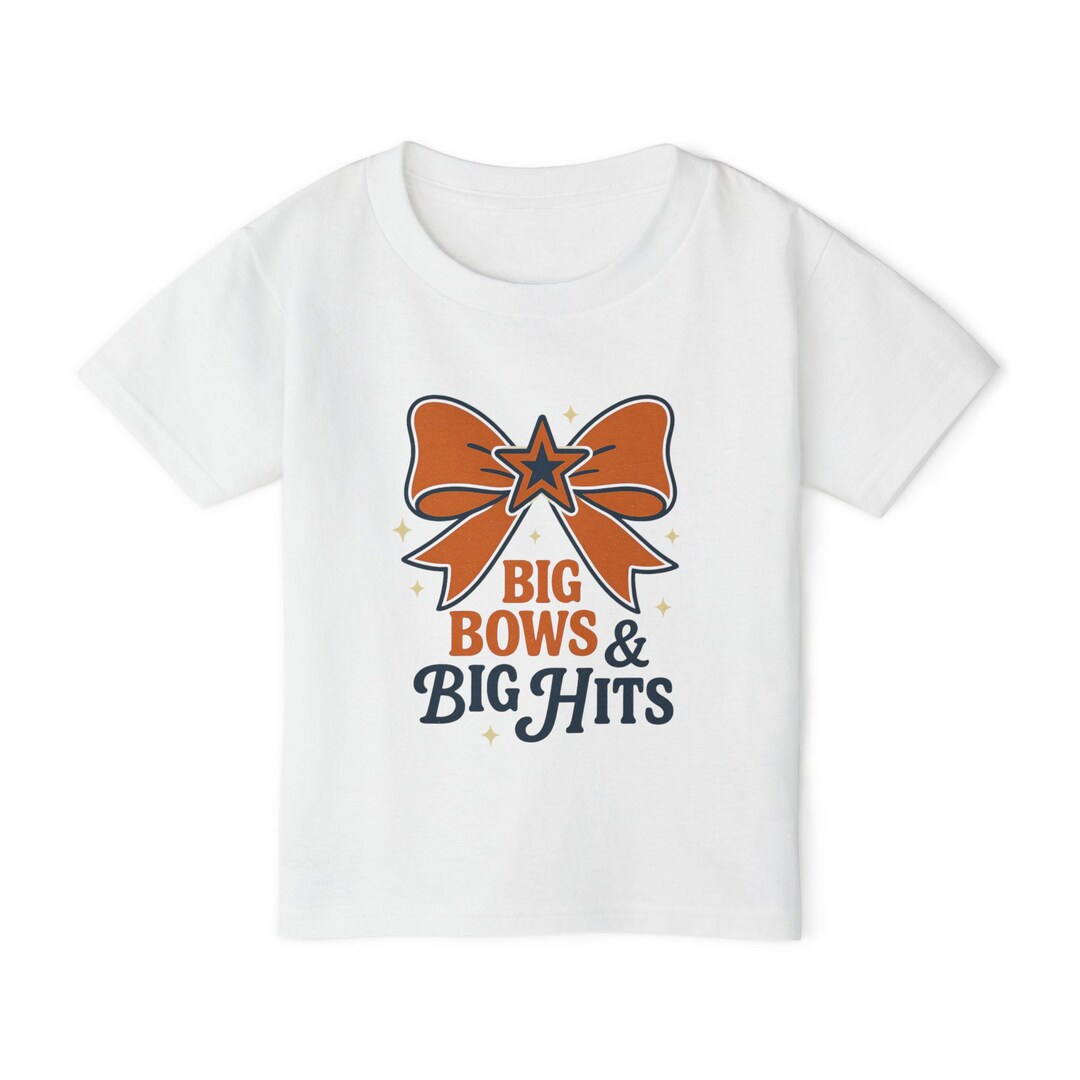Astros Inspired Big Bow and Big Hits Toddler T-shirt for Girls, Toddler ...