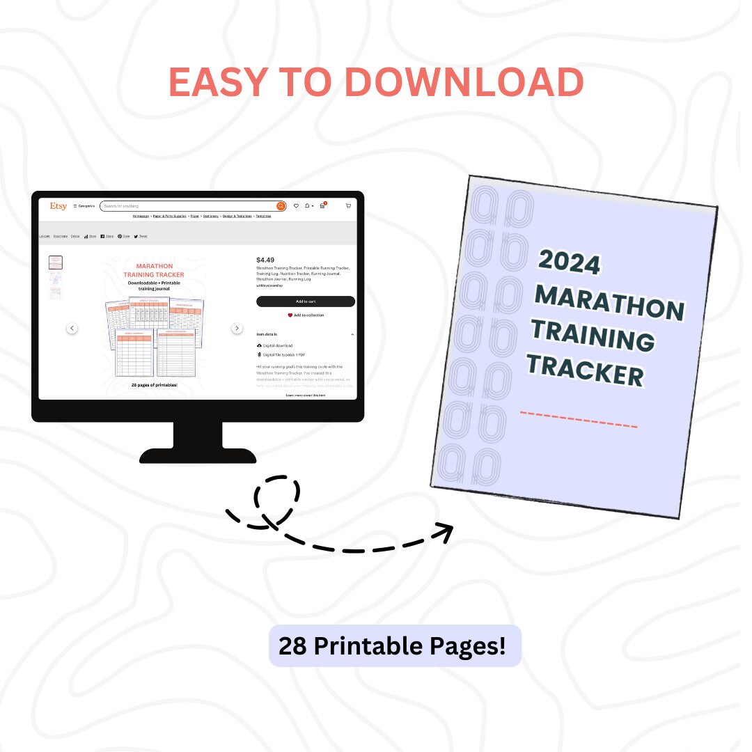 Marathon Training Tracker, Printable Running Tracker, Training Log ...
