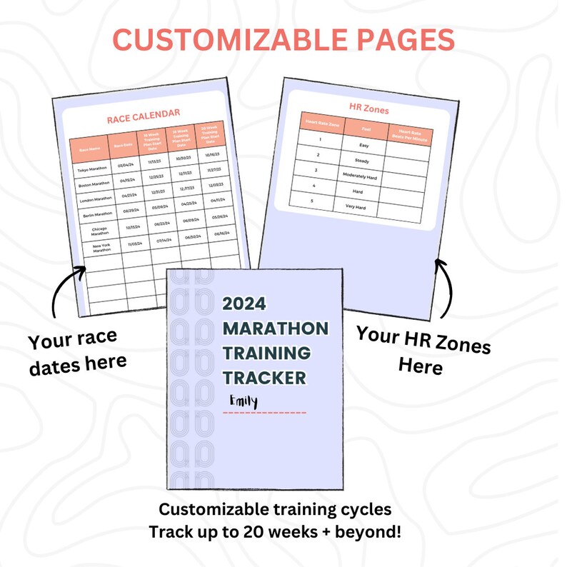 Marathon Training Tracker, Printable Running Tracker, Training Log ...