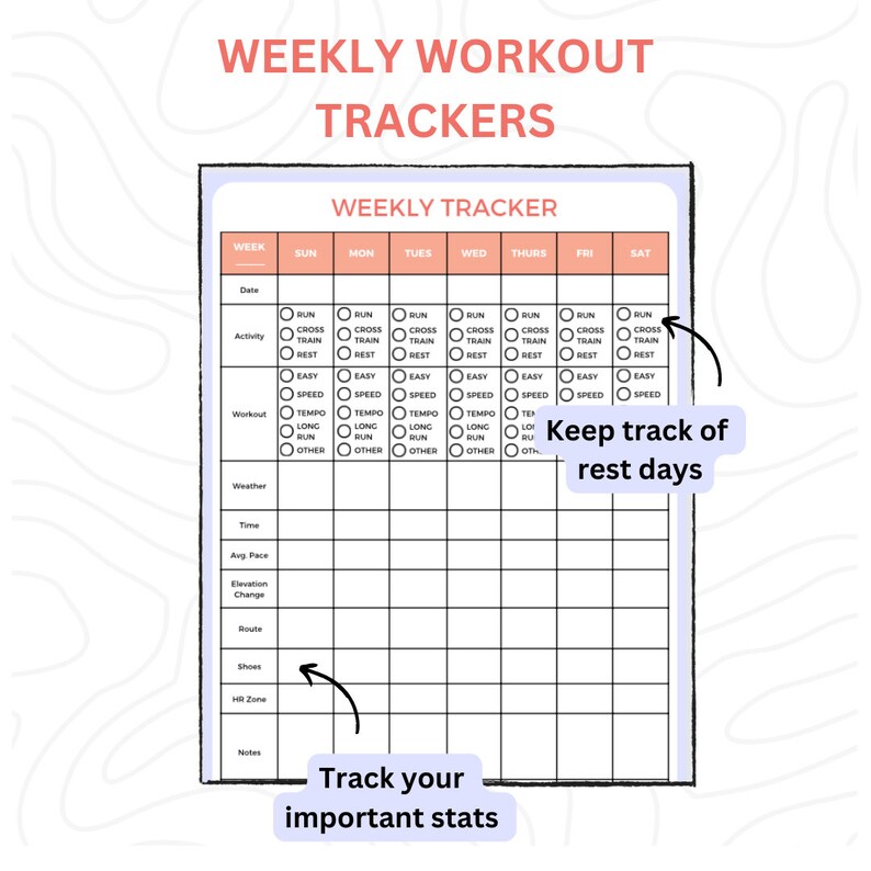 Marathon Training Tracker, Printable Running Tracker, Training Log ...