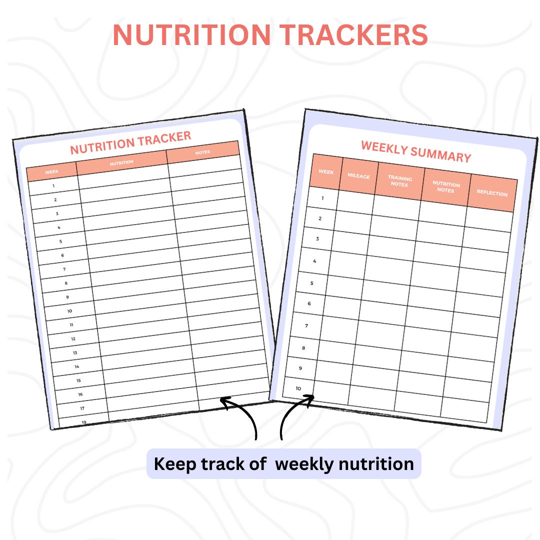 Marathon Training Tracker, Printable Running Tracker, Training Log ...