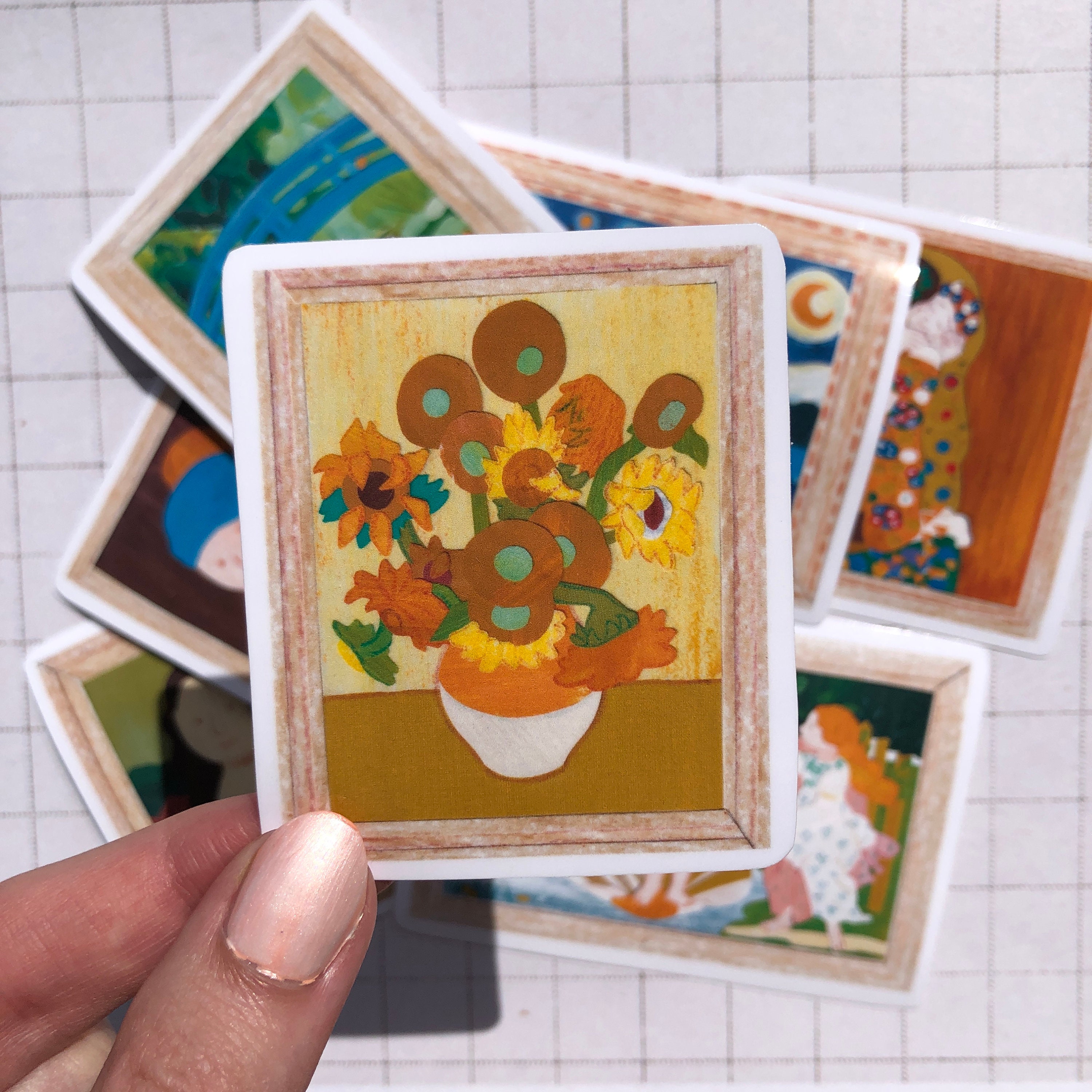 Famous Art Stickers Set Collage Art Stickers of Iconic Paintings Starry ...