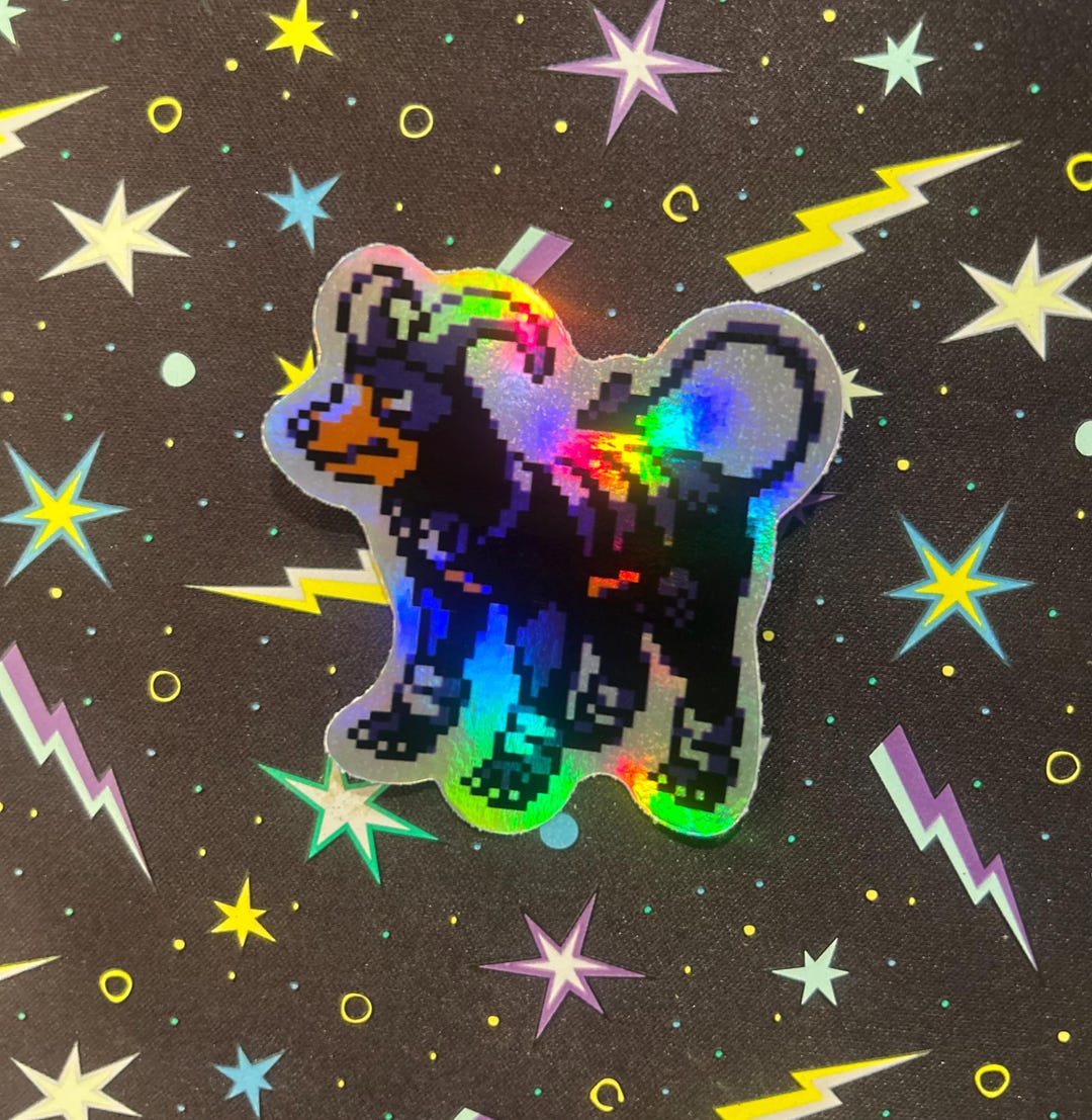 Holographic Houndoom Sticker | Retro Pixel Pokémon Vinyl Decal | Dark ...