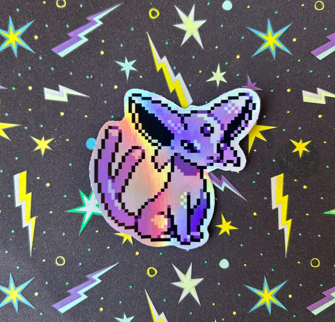 Holographic Espeon Sticker | Retro Pixel Pokémon Vinyl Decal | Psychic ...