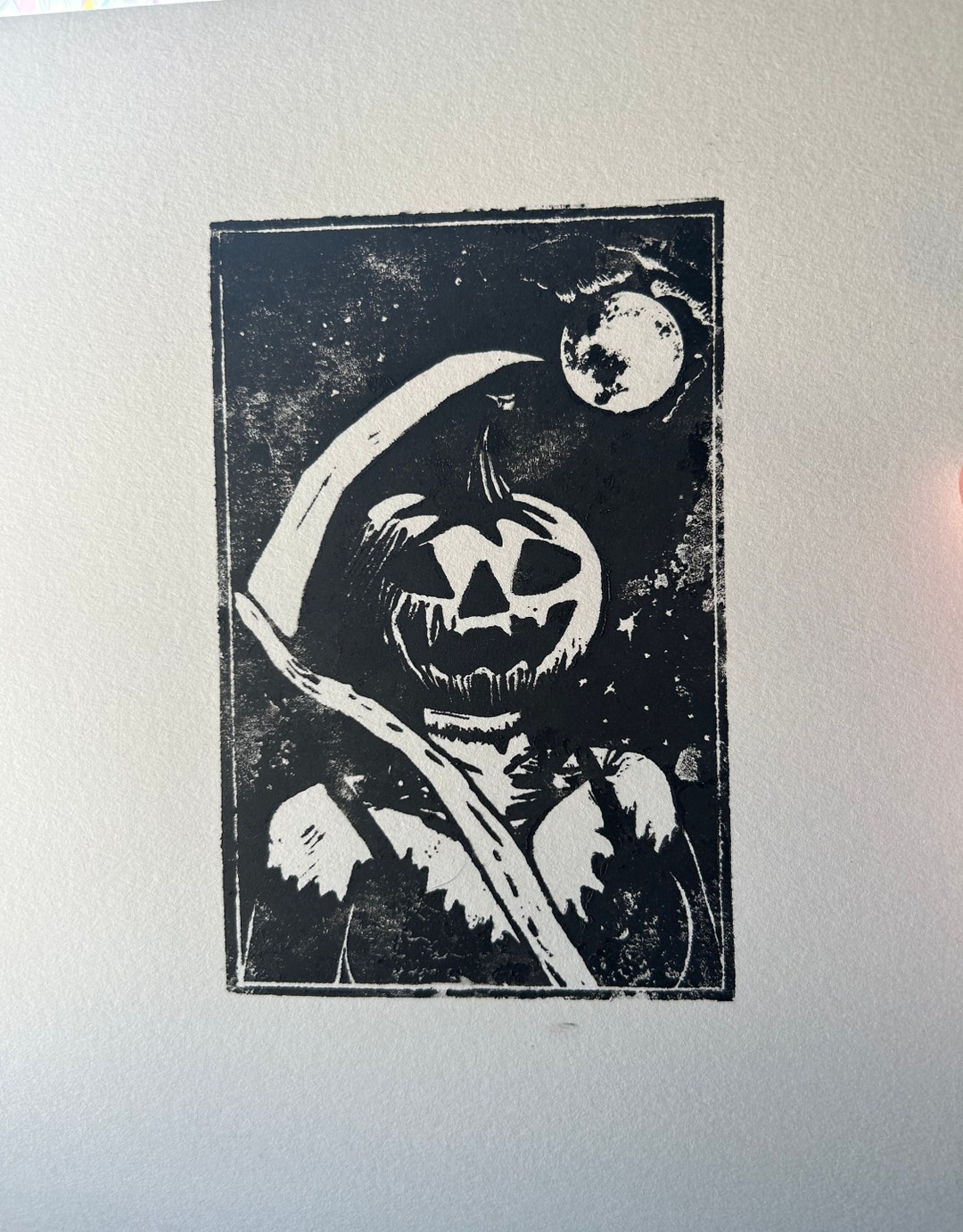 Pumpkin Reaper Hand Inked Print | 8x10 Original Block Print | Gothic ...