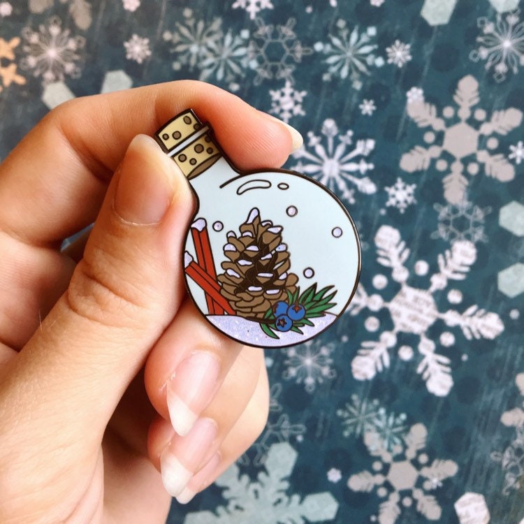 Winter Spell Hard Enamel Pin // Snow Christmas Holiday Lapel Badge ...