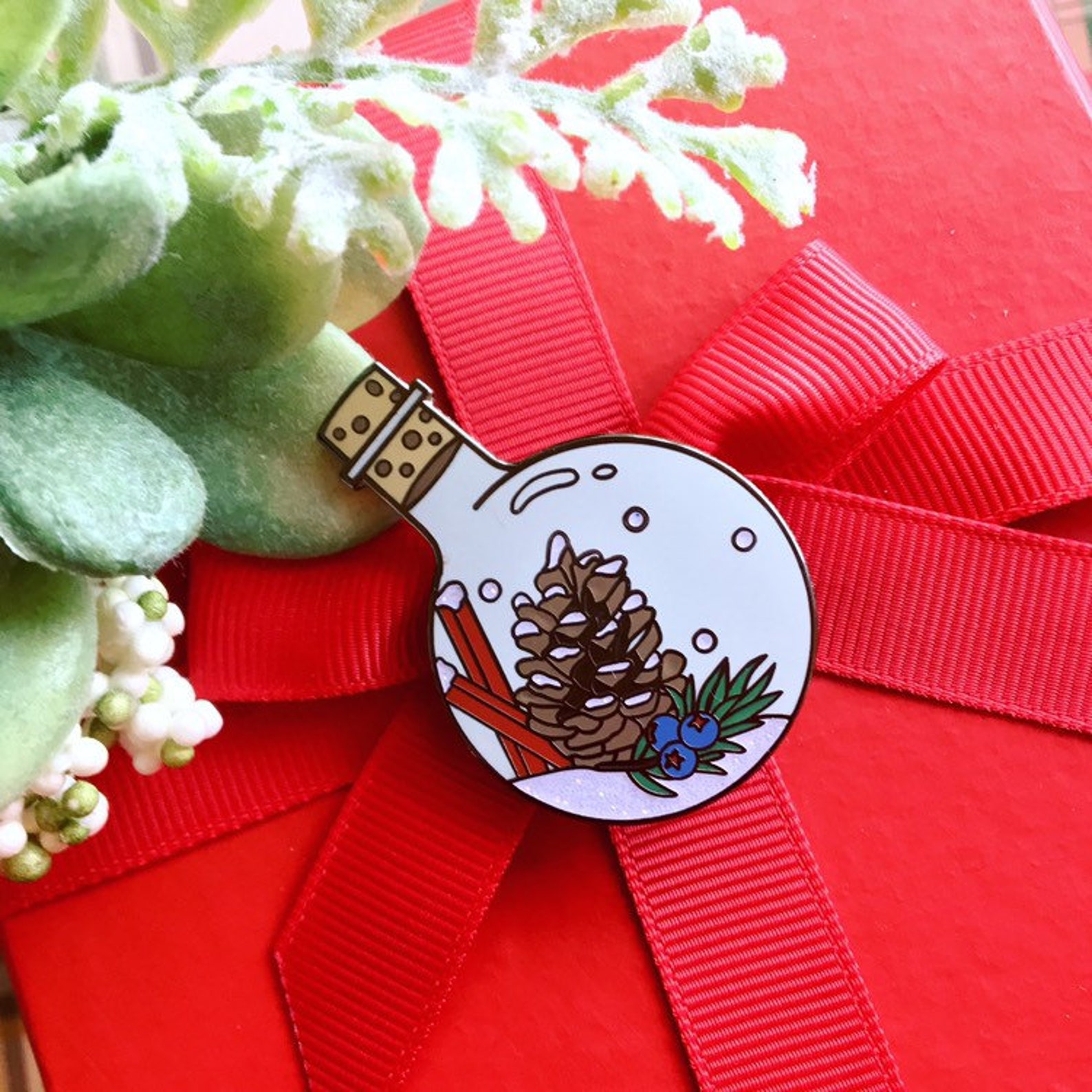 Winter Spell Hard Enamel Pin // Snow Christmas Holiday Lapel Badge ...