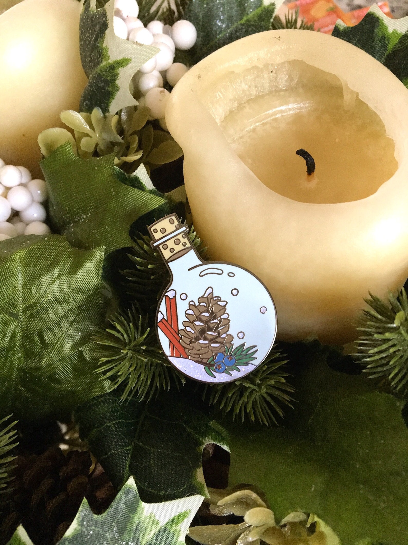Winter Spell Hard Enamel Pin // Snow Christmas Holiday Lapel Badge ...