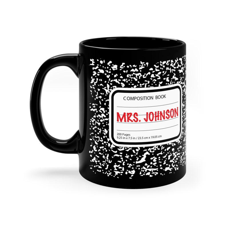 Custom Teacher Mug // Composition Notebook Black and White Marble ...