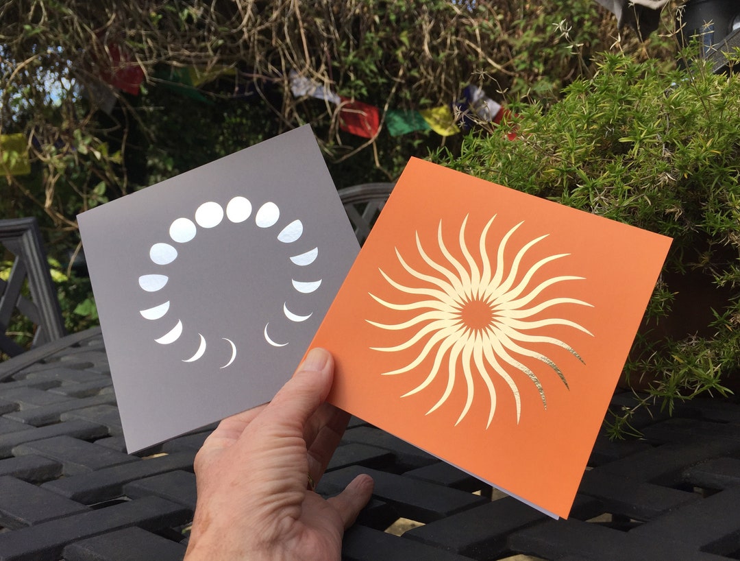 Sun & Moon Foiled Greetings Cards Two Pack - Etsy
