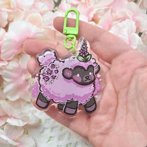 Heather Sheep ~ Glitter Acrylic Keychain Charm - Etsy