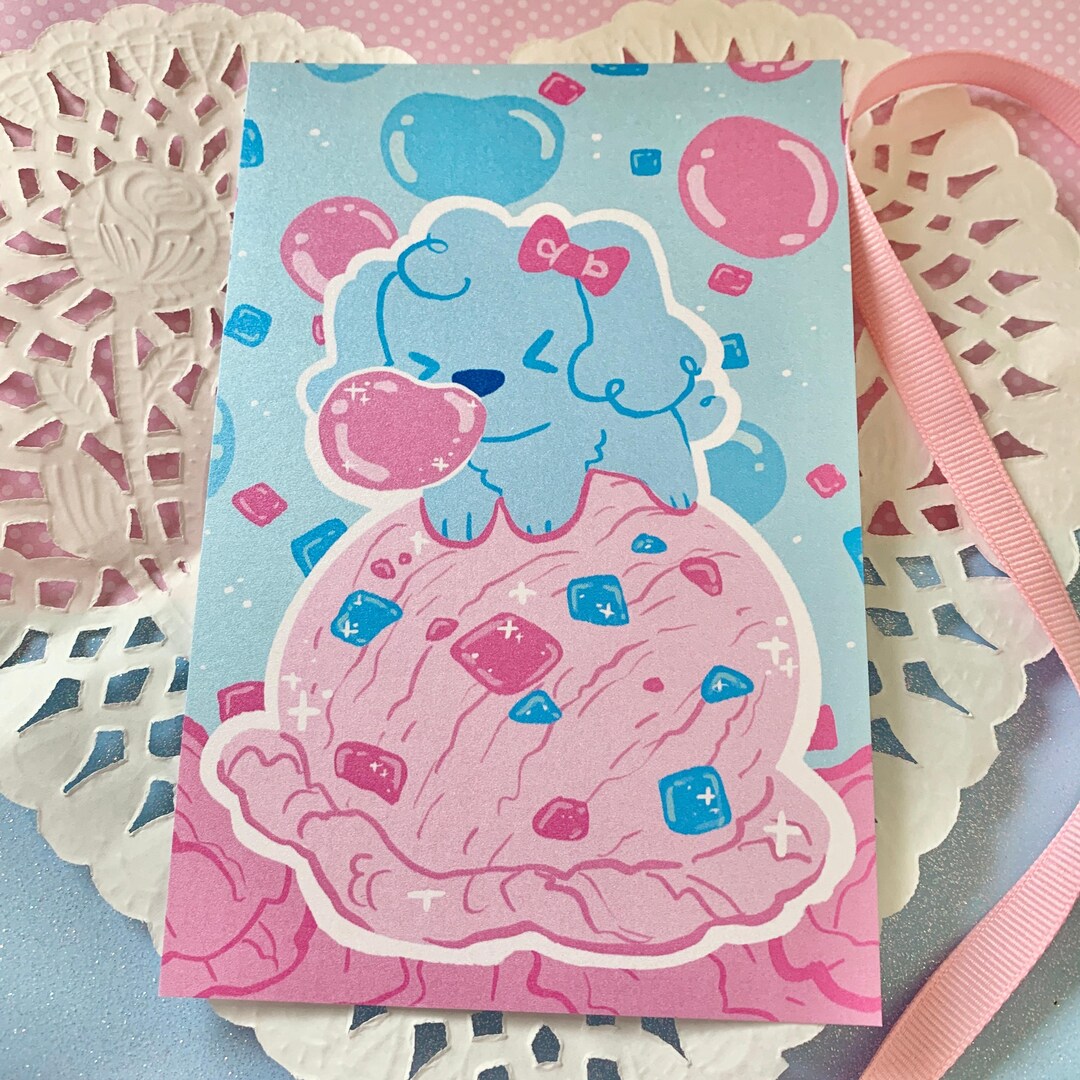 Bubblegum Ice Cream Puppy ~ SHIMMER PRINT - Etsy