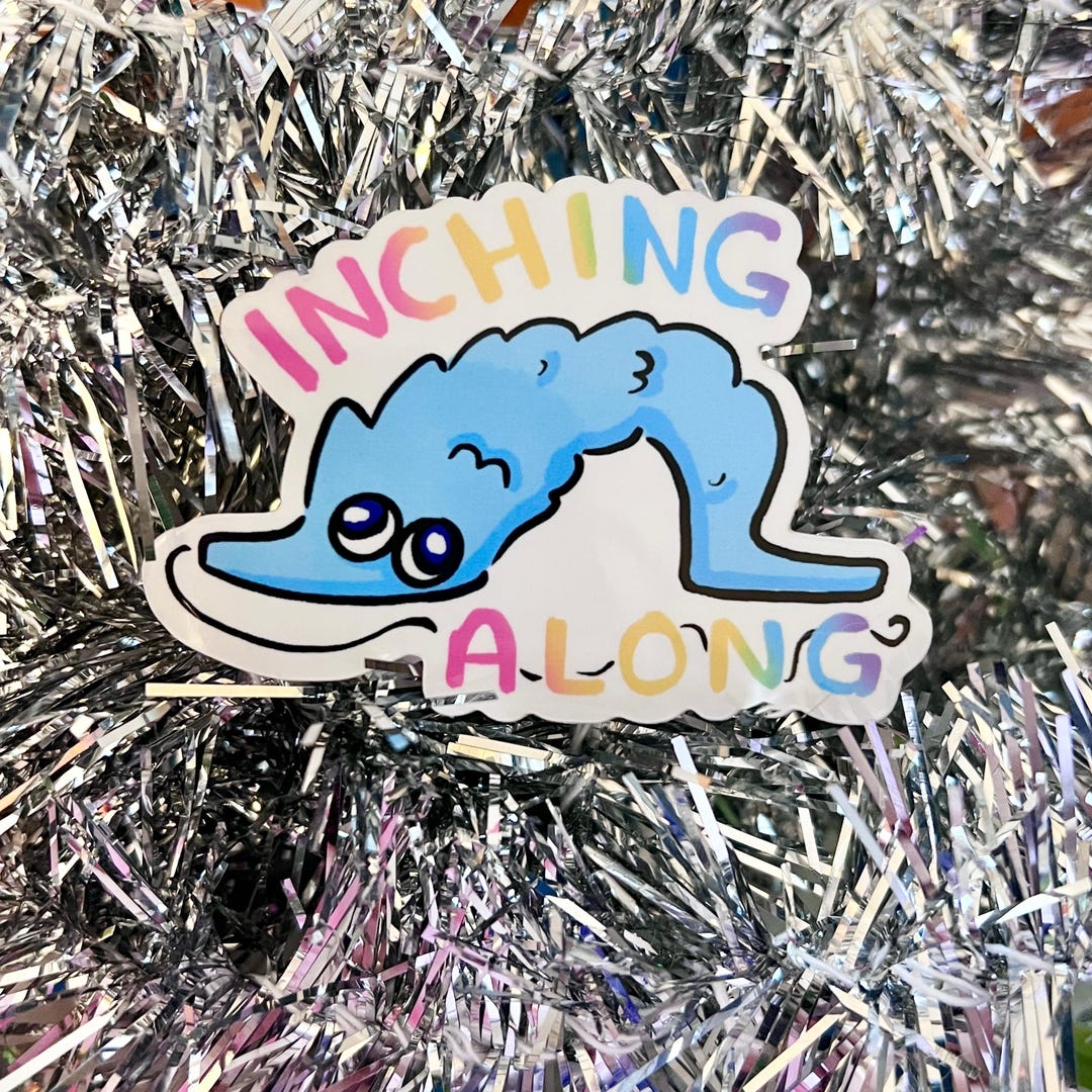 Inching Along, Worm on a String ~ Sticker - Etsy