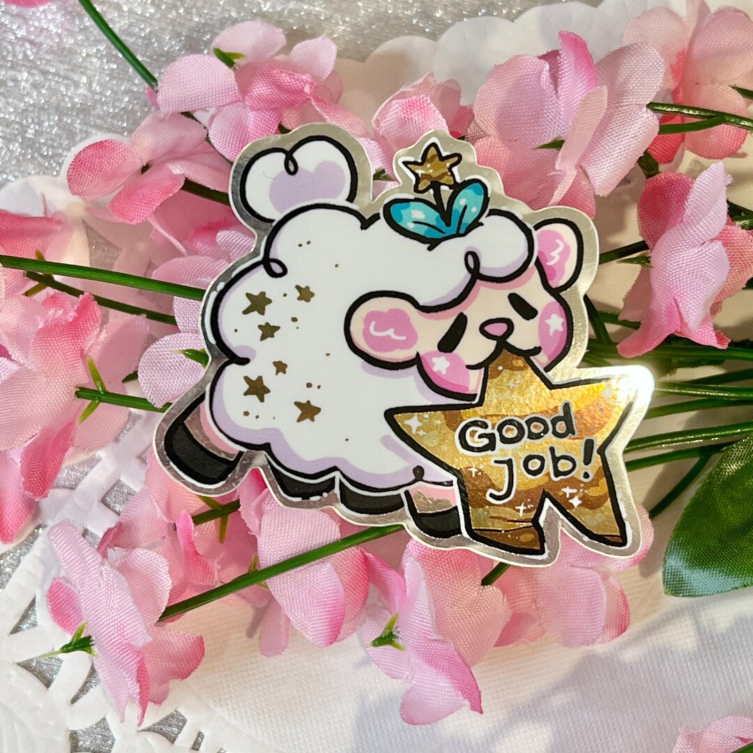 Good Job, Gold Star Sprout Mirror Metallic Sticker - Etsy