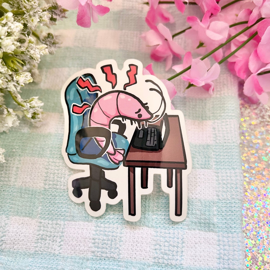 Desk Back Pain Shrimp Sticker - Etsy