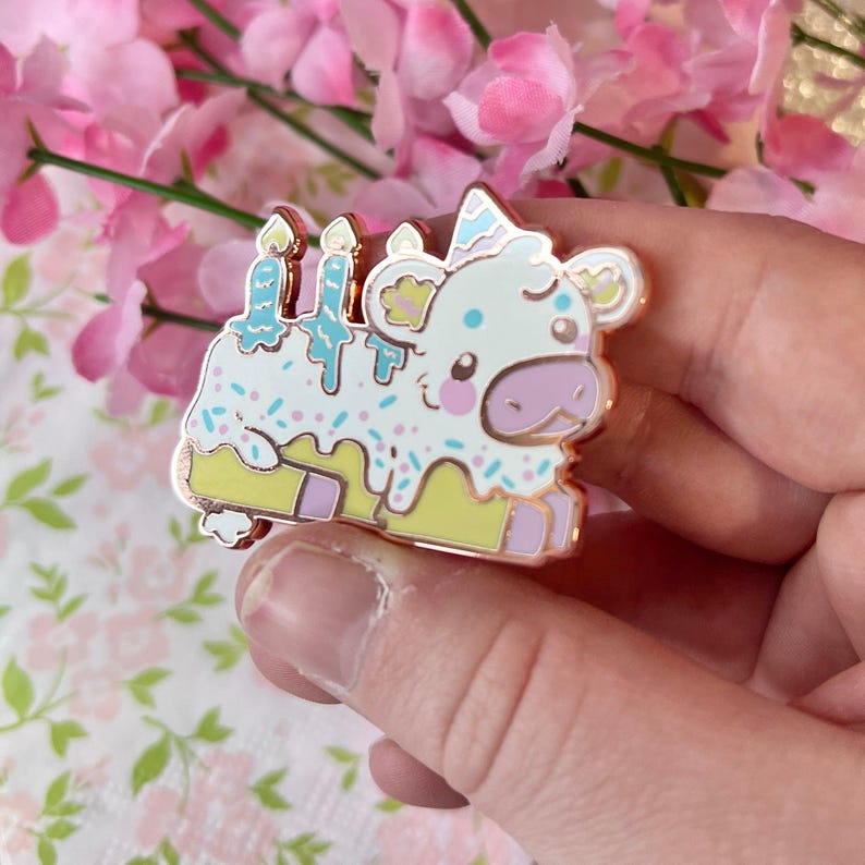 Icing the Birthday Cow! ~ Enamel Pin - Etsy