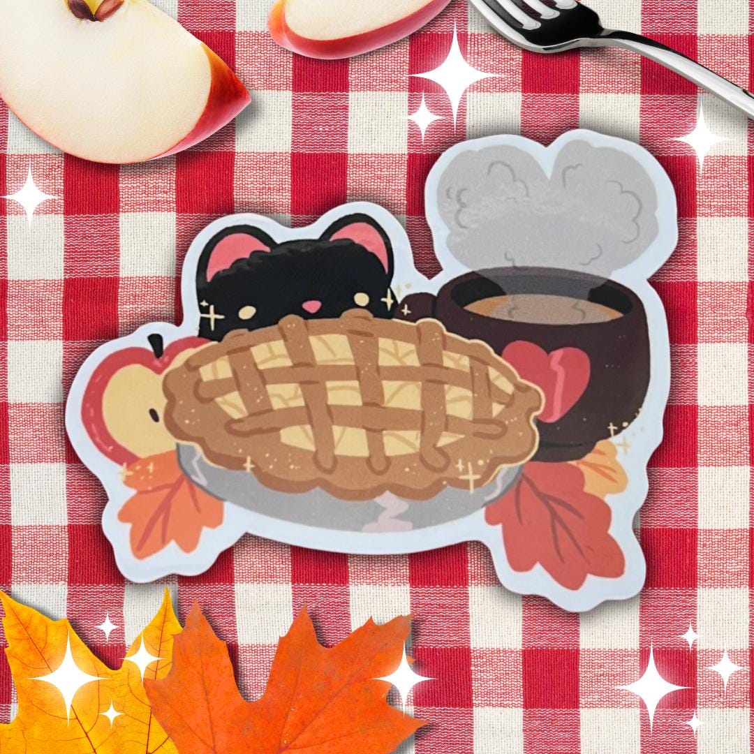 Autumn Cat Scene ~ Sticker - Etsy