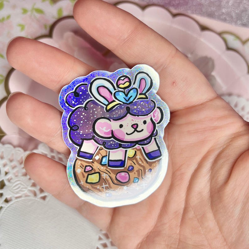 Bunny the Easter Sprout, on a Cookie ~ Pixie Dust Glitter Sticker - Etsy