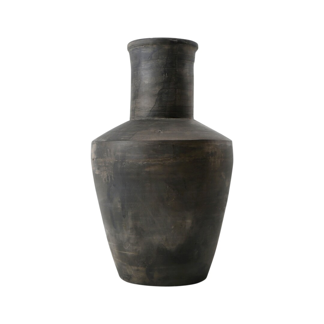 Earthy Gray Pottery Long Neck Vase - Etsy