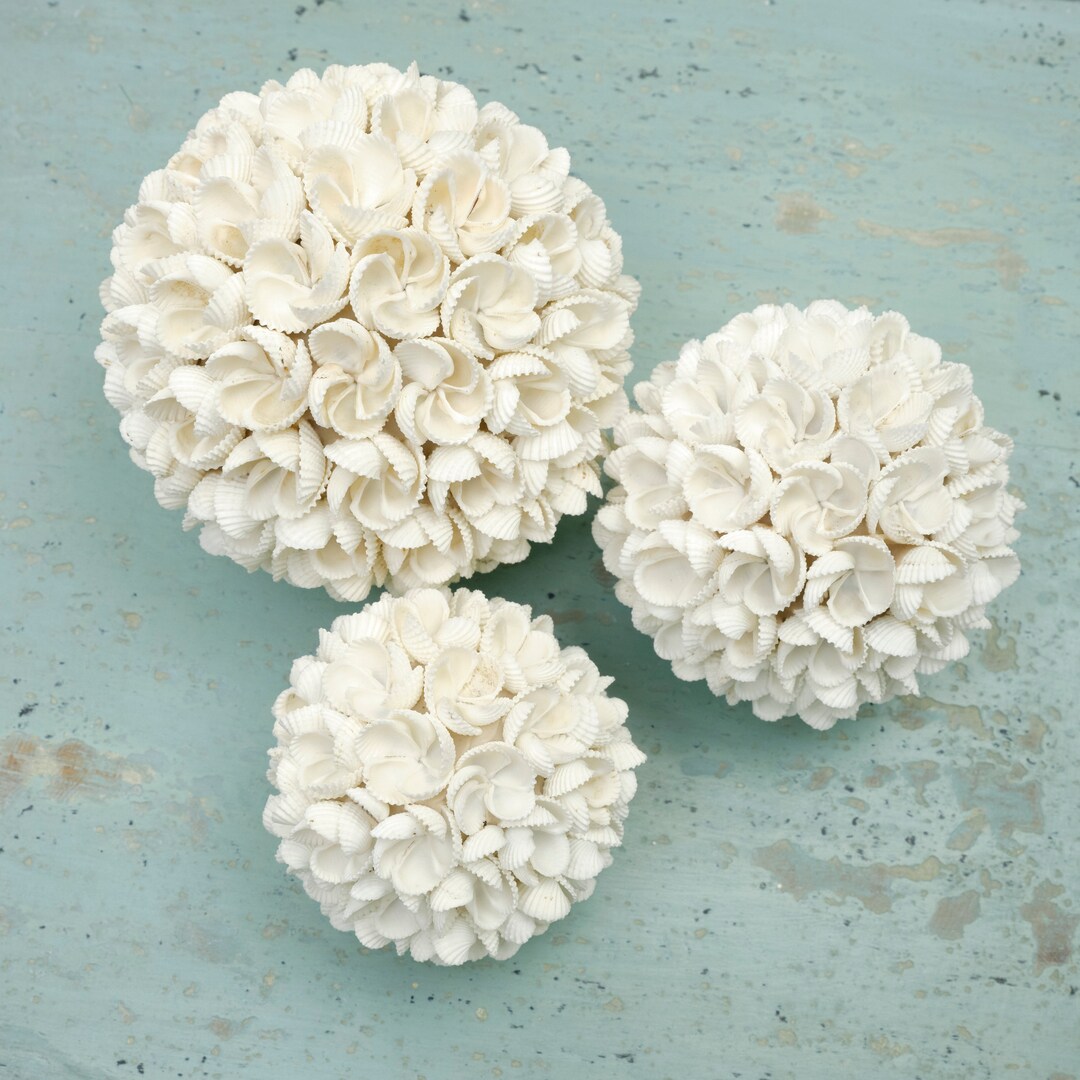 Set of Three Decorative Shell Balls 4/4.7/5.5 Inches Diameter - Etsy