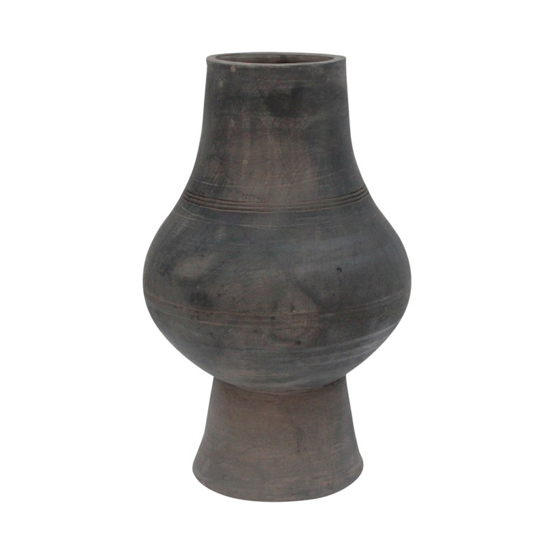 17" Earthy Gray Pottery Vase With Large Opening (finish Varies No Two ...
