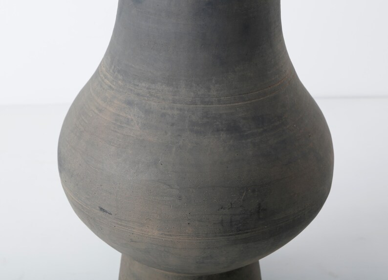 17" Earthy Gray Pottery Vase With Large Opening (finish Varies No Two ...