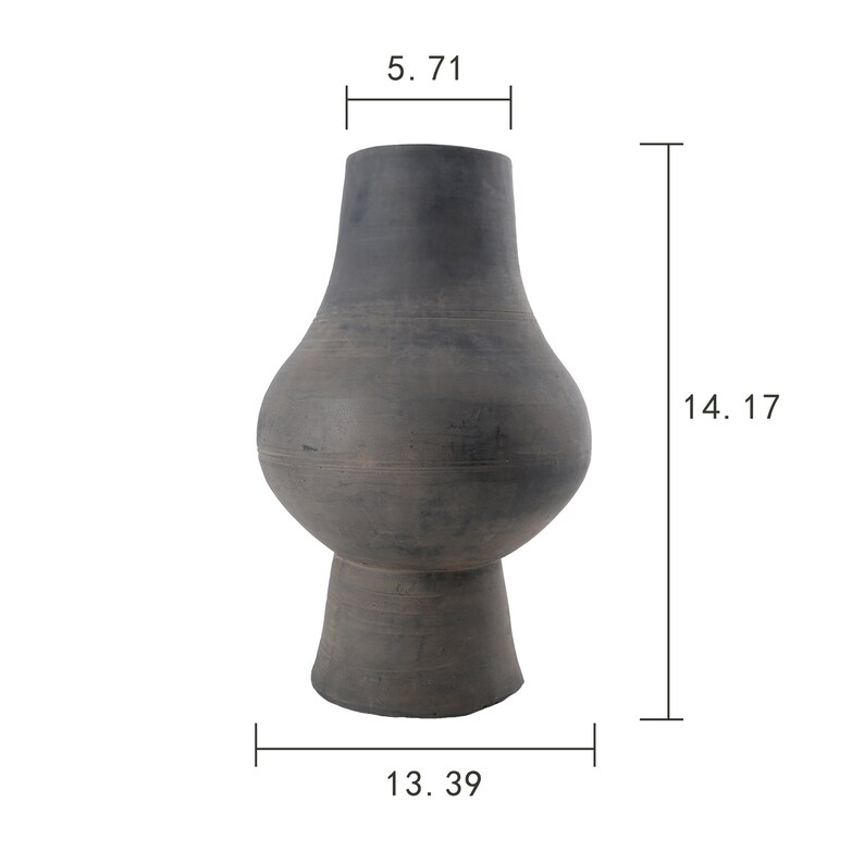 17" Earthy Gray Pottery Vase With Large Opening (finish Varies No Two ...