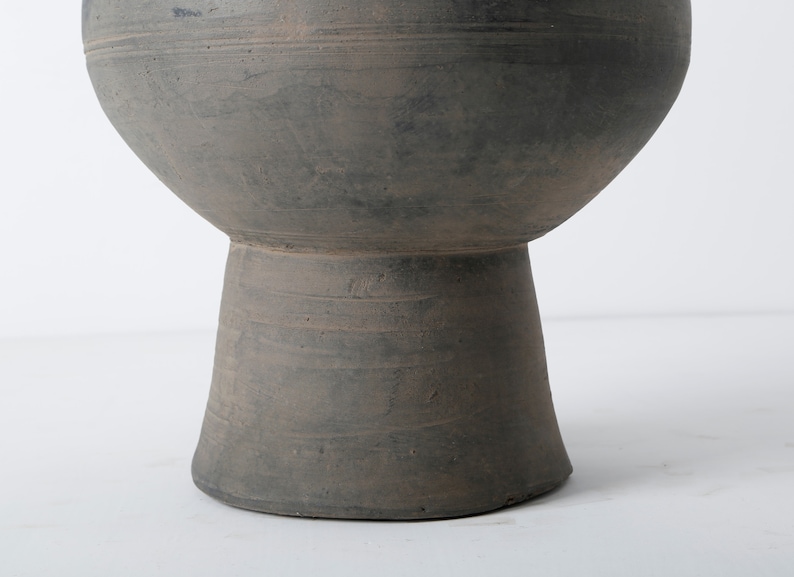 17" Earthy Gray Pottery Vase With Large Opening (finish Varies No Two ...